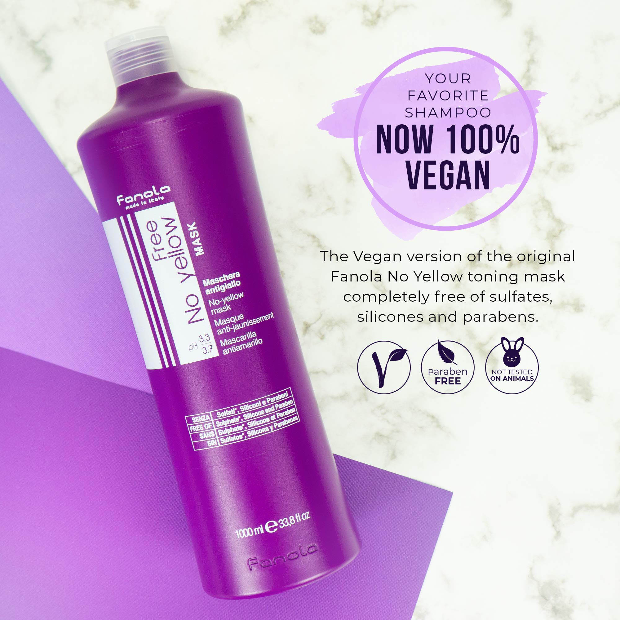 Fanola No Yellow Vegan Mask 1000ml – hairbyash.com.au